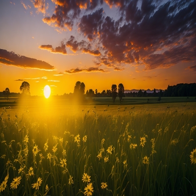 sunset flower garden - KDE Store