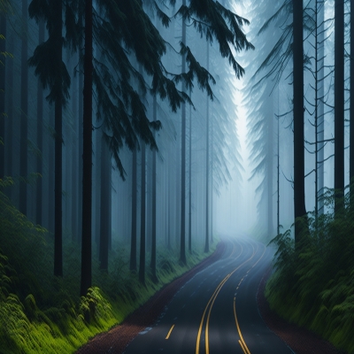 Road through misty forest - KDE Store