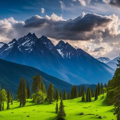 Trees mountains sky clouds - KDE Store