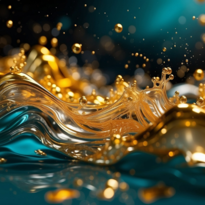 Digital art of a golden and turquoise splash - KDE Store