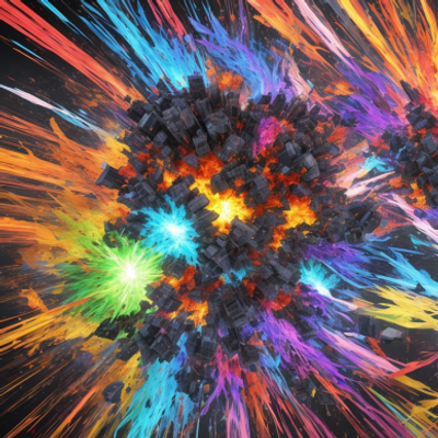Digital art of colorful blocks explosion - KDE Store