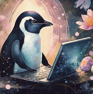 Tux getting code ready for Easter - KDE Store
