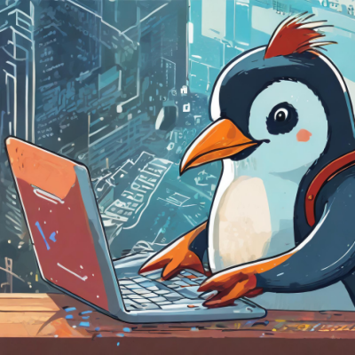 Punk penguin and computer - KDE Store