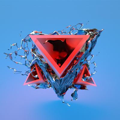 Triangle 3d red blue abstract art - KDE Store