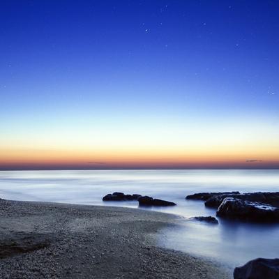Blue sky stars beach sunrise rocks - KDE Store