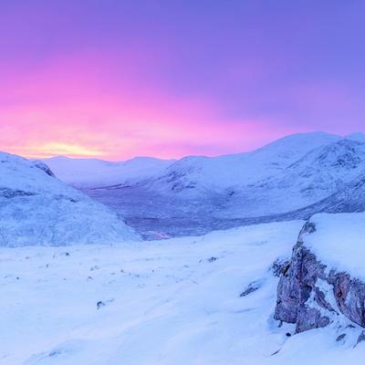 Pink sunrise snowy mountains-Winter Landscape .. - KDE Store