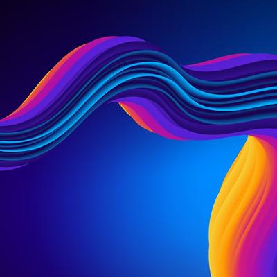 Purple Gold Blue Ribbon Lines Abstract Art 5K - KDE Store