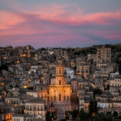 Travel Small Town Sunset Modica Sicily Italy - KDE Store