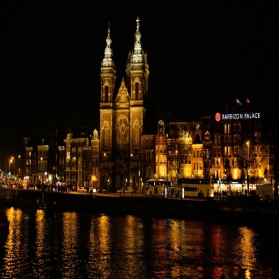 City Night River Amsterdam Netherlands Bing 4K - KDE Store