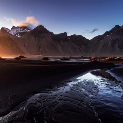 Iceland Black Beach Mountains Sunrise Sunlight - KDE Store