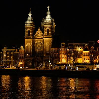 City Night River Amsterdam Netherlands Bing 4K - KDE Store