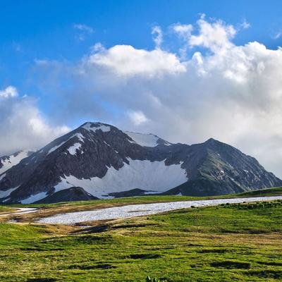 Meadows snow mountains clouds-Nature Scenery W.. - KDE Store