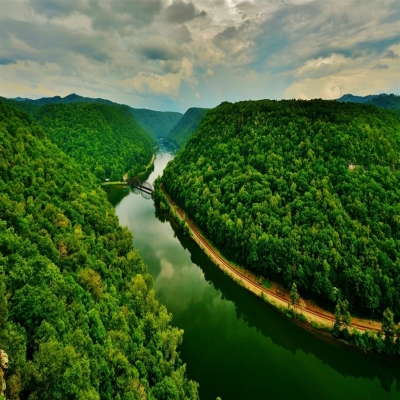 mountains trees river-Nature Wallpaper - KDE Store