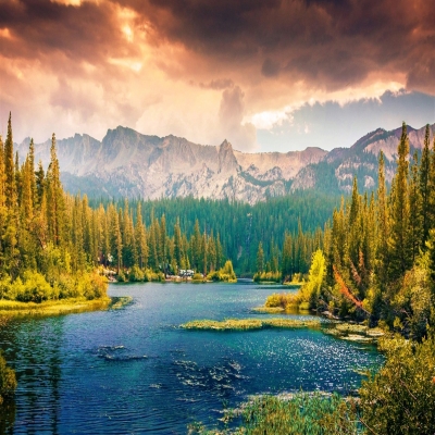 lake mountains forest trees-Nature HD Wallpape.. - KDE Store