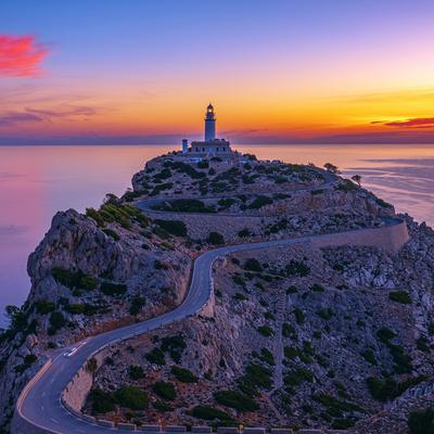 Light Tower Coast Road Sunset Cape Formentor S.. - KDE Store