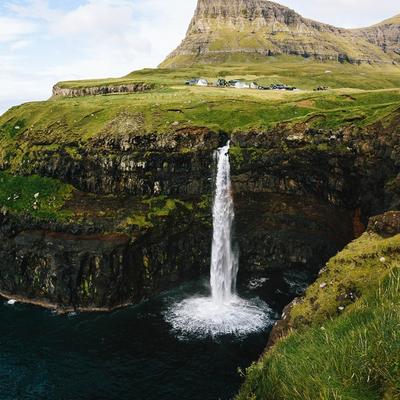 Coast Faroe Islands Ocean Cliff Waterfall 5K - KDE Store