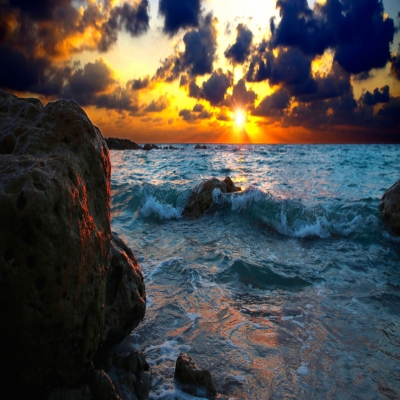 Rocky Shore Under Cloudy Sky During Sunset Full HD - KDE Store