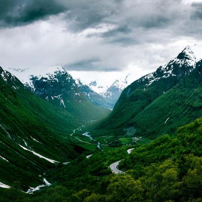 Green Mountains Under Gray Clouds Full HD - KDE Store