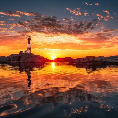 Silhouette of Lighthouse During Sunset Full HD - KDE Store
