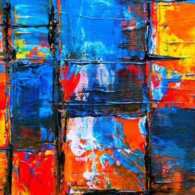 Blue and Orange Abstract Painting - KDE Store