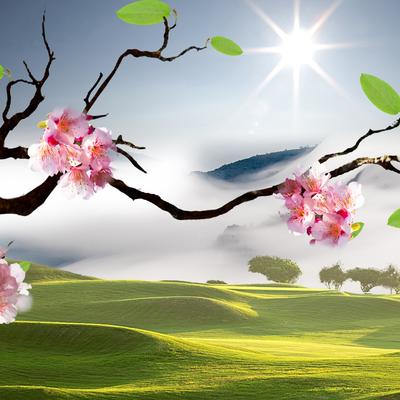 Pink Cherry Blossom Tree on Green Grass Field Full HD - KDE Store