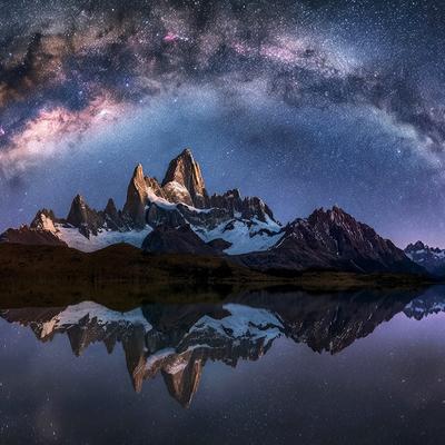 Starry sky Milky Way Lake Peak Patagonia Bliss.. - KDE Store