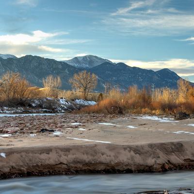 Mountains peaks Winter River 2020 Nature Scene.. - KDE Store
