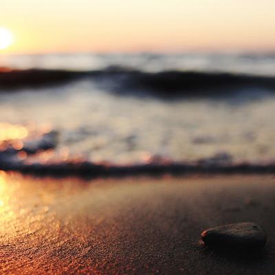 Ocean beach rock sand sunset horizon - KDE Store