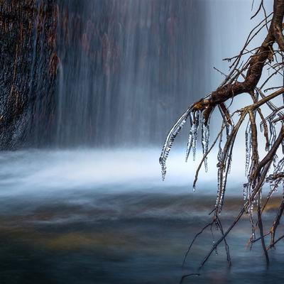 Forest scenic view of waterfall-Winter Landsca.. - KDE Store