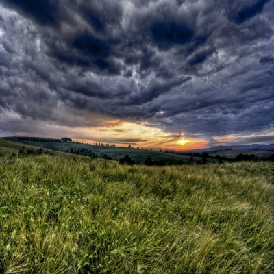 Green Grass Field Under Cloudy Sky During Sunset Full HD - KDE Store