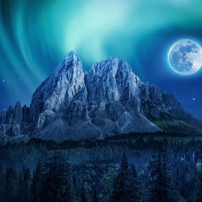 Northern Lights Aurora Mountain Forest Night - KDE Store