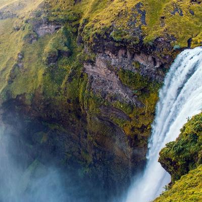 Alpine meadow spectacular cliff waterfall - KDE Store