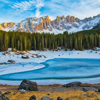 Winter jungle snow mountains frozen lake - KDE Store