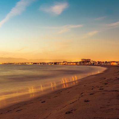 Tourist area beach coast sand sunset - KDE Store