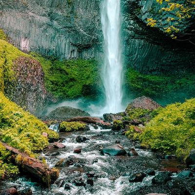 Waterfall stream moss forest landscape - KDE Store