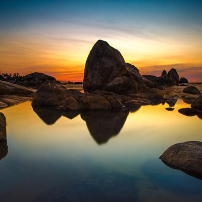Sea stones sunset reflection-2016 Nature Photo.. Sea_stones_ - KDE Store