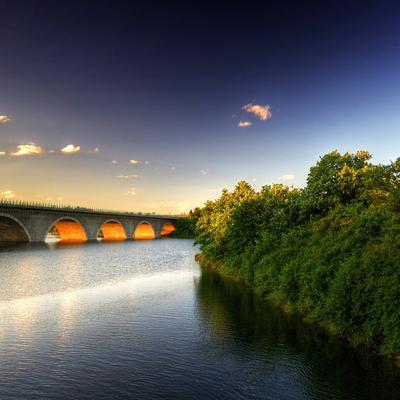 Bridge river trees sky-scenery HD Wallpaper - KDE Store