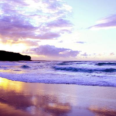 Sunset Beach Waves-landscape photo wallpaper - KDE Store