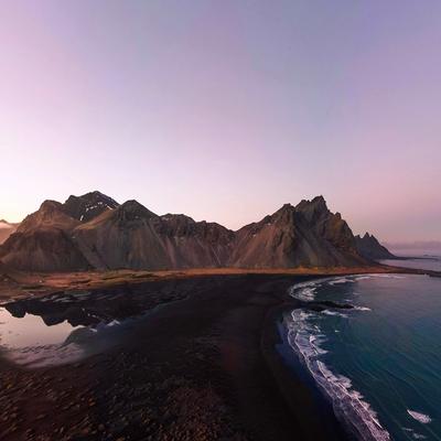Sunset Black Sand Beach Ocean and Mountains - KDE Store