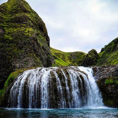 Iceland Mountains Green Grass Waterfall River .. - KDE Store