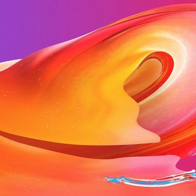 Orange curve wave abstract art - KDE Store