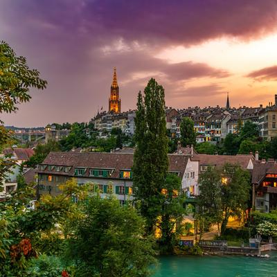 Town Aare River Sunset - KDE Store