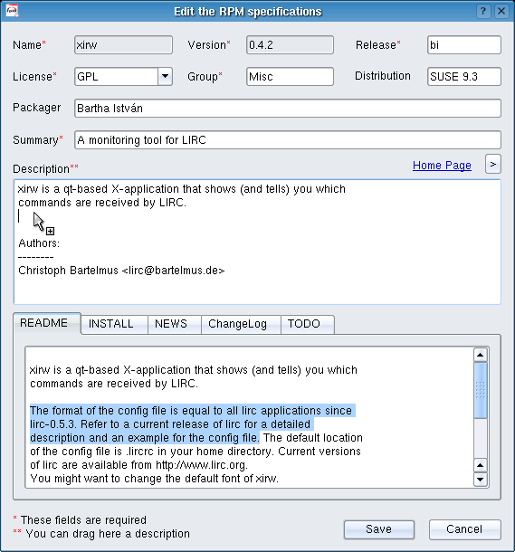 RPM Package Maker - KDE Store