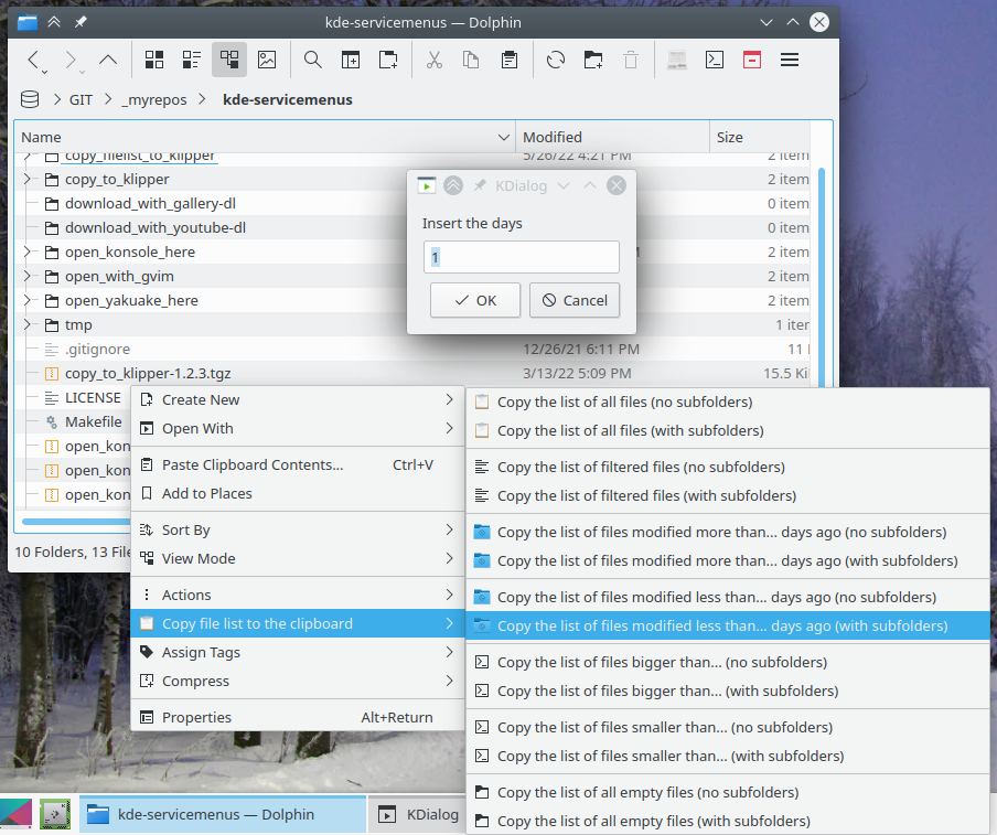 Copy Filelist to Klipper - KDE Store