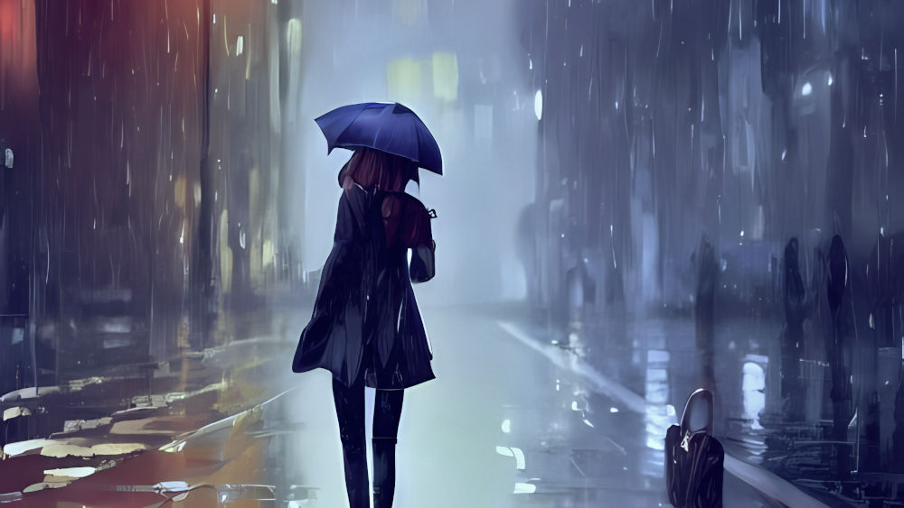 Art Girl Under the rain - KDE Store