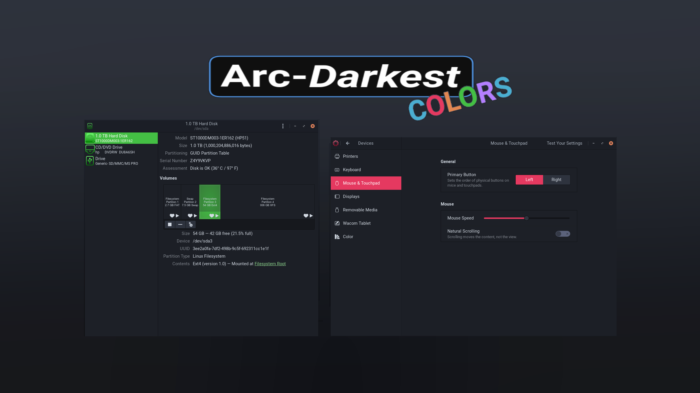 Arc-Darkest-COLORS Complete Desktop [GS-3.38 support] - KDE Store