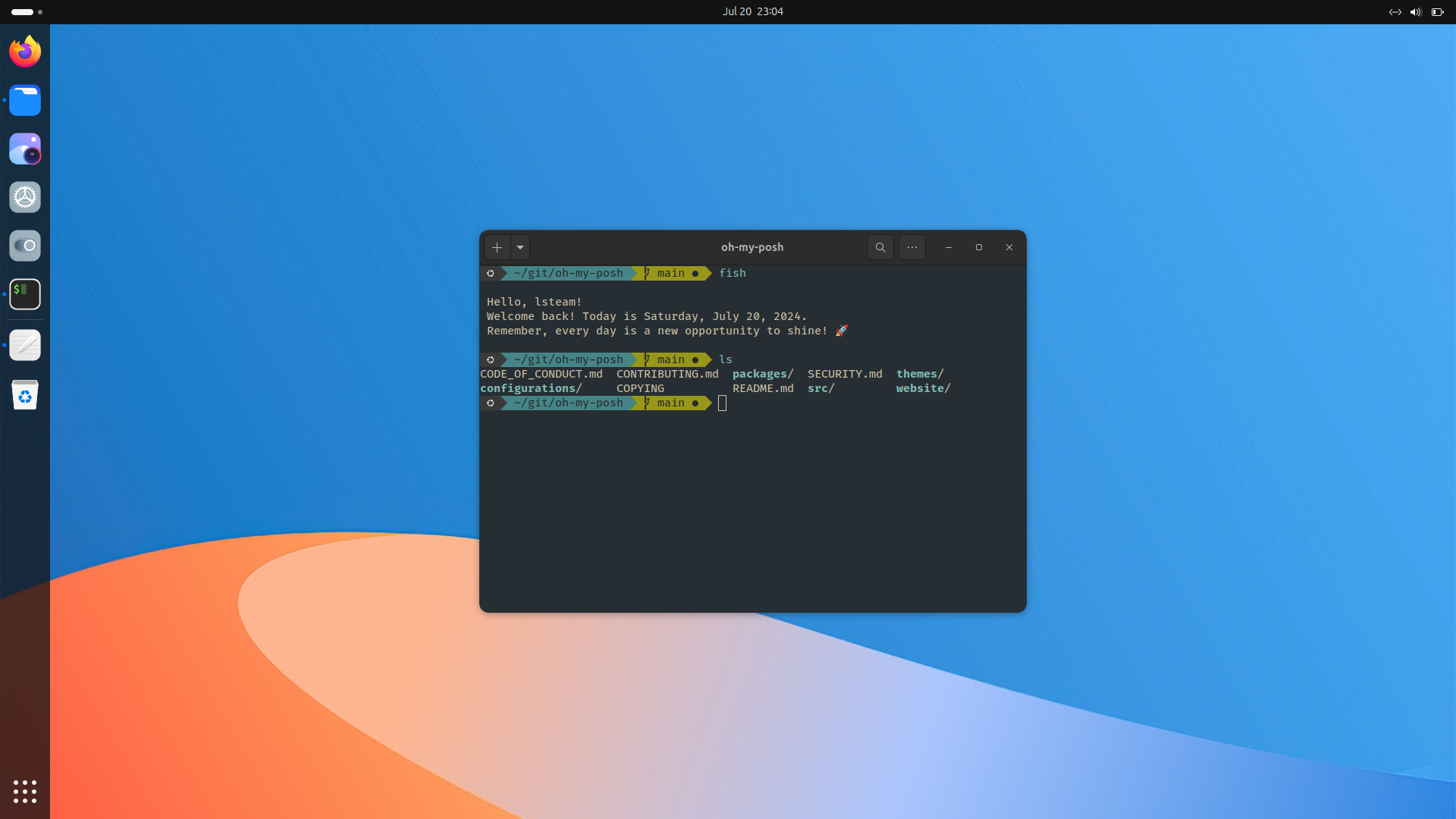 Documentations and Configurations Fish Shell and Oh My Posh - pling.com