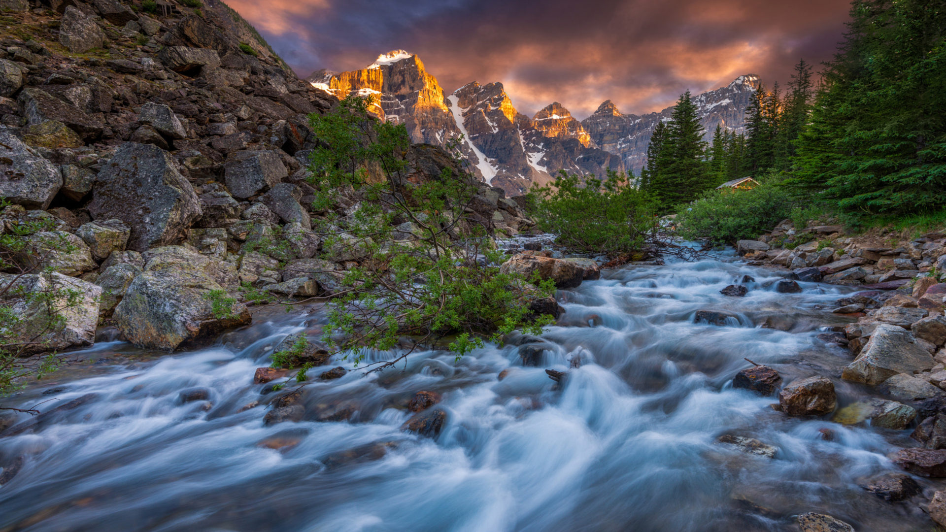 Moraine Lake In Alberta Canada Mountain Stream Rocky - KDE Store