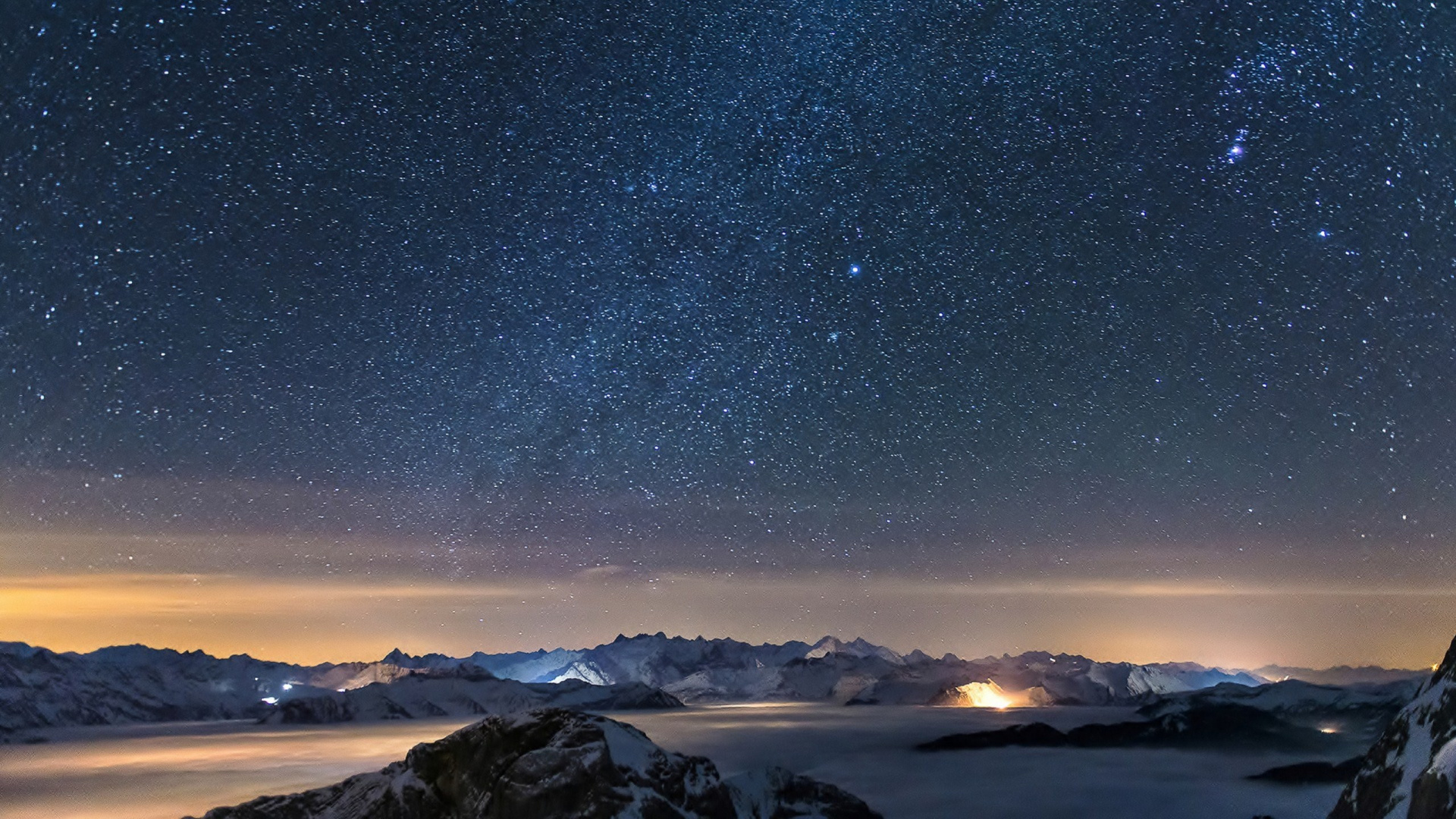 Snow Covered Mountain Under Starry Night Full HD - KDE Store