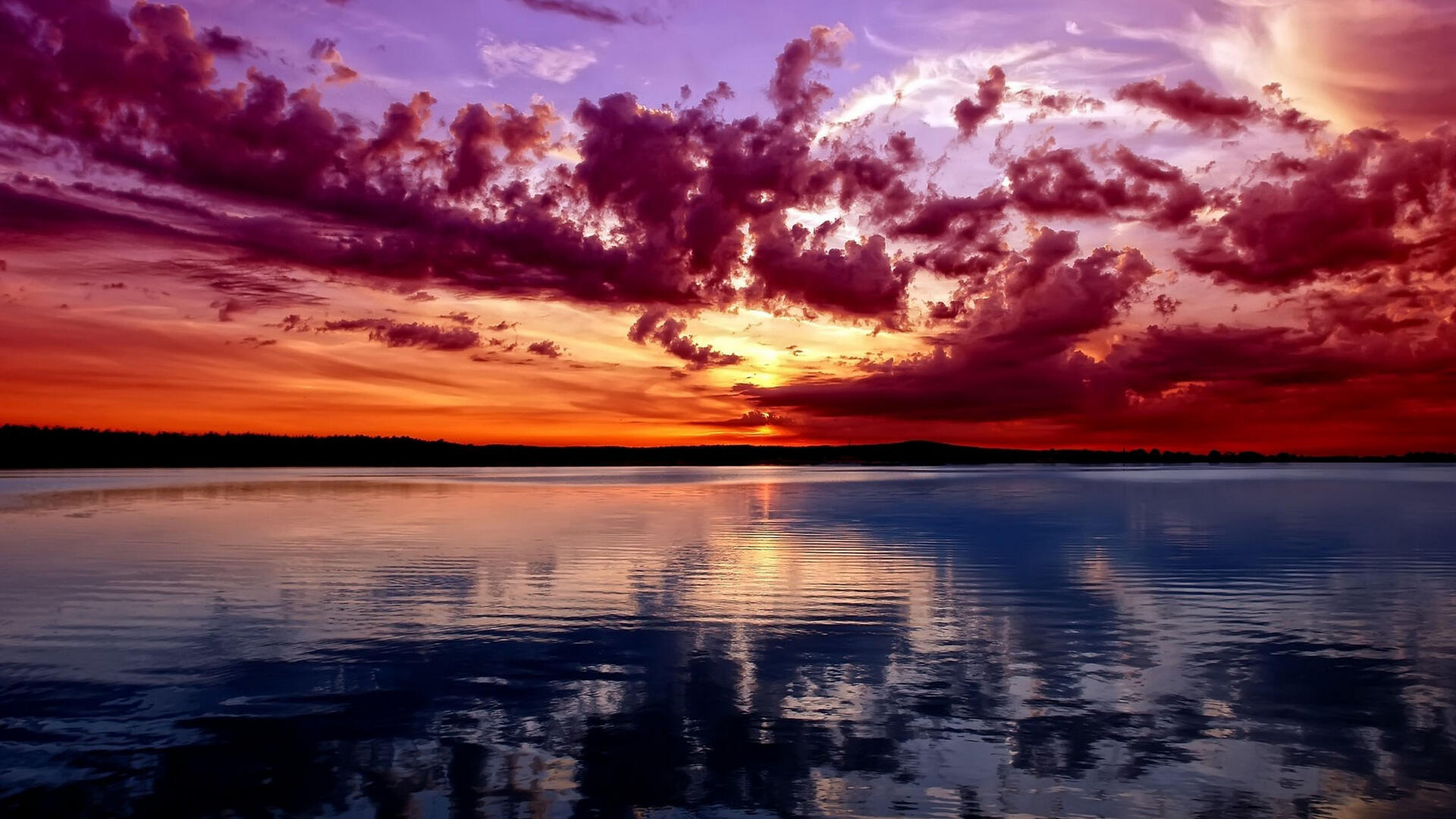 Sunset evening Nature LAKE Reflection HD Wallpaper - KDE Store